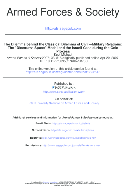 (PDF) The Dilemma Behind the Classical Dilemma of Civil-Military Relations