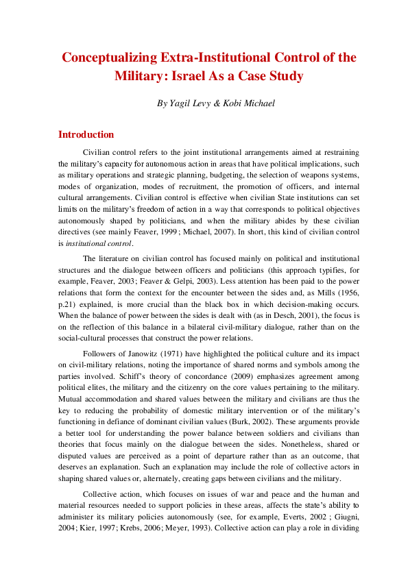 (PDF) Conceptualizing Extra-Institutional Control of the Military ...