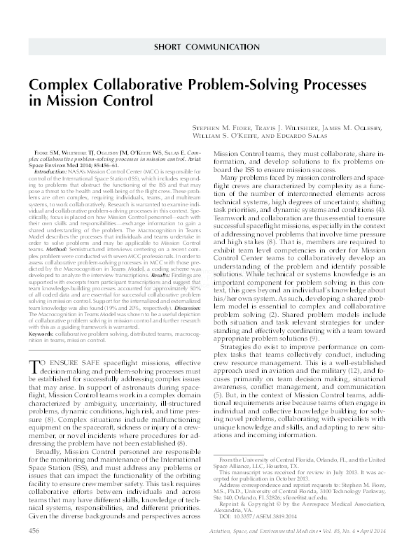 (PDF) Complex Collaborative Problem-Solving Processes in Mission ...