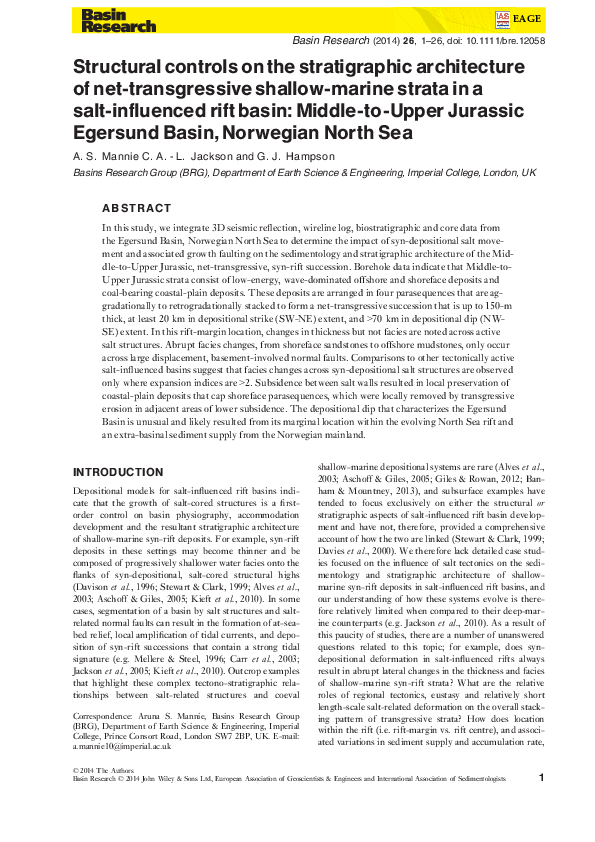 (PDF) Structural controls on the stratigraphic architecture of net ...