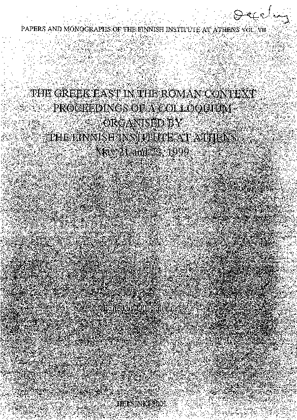 P. Themelis 2001, Roman Messene. The Gymnasium, The greek East in the ...