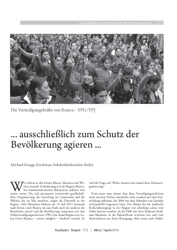 (PDF) Die Verteidigungskräfte von Rojava – YPG/YPJ "... ausschließlich ...