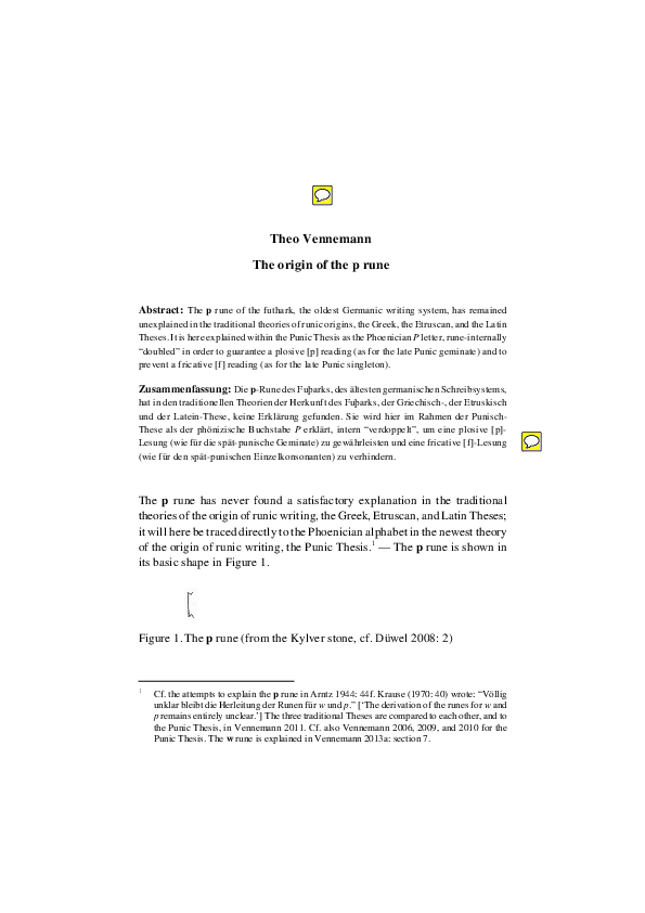 The origin of the p rune