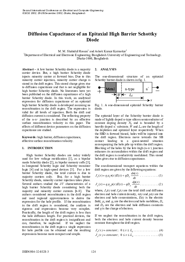 (PDF) Diffusion Capacitance of an Epitaxial High Barrier Schottky Diode