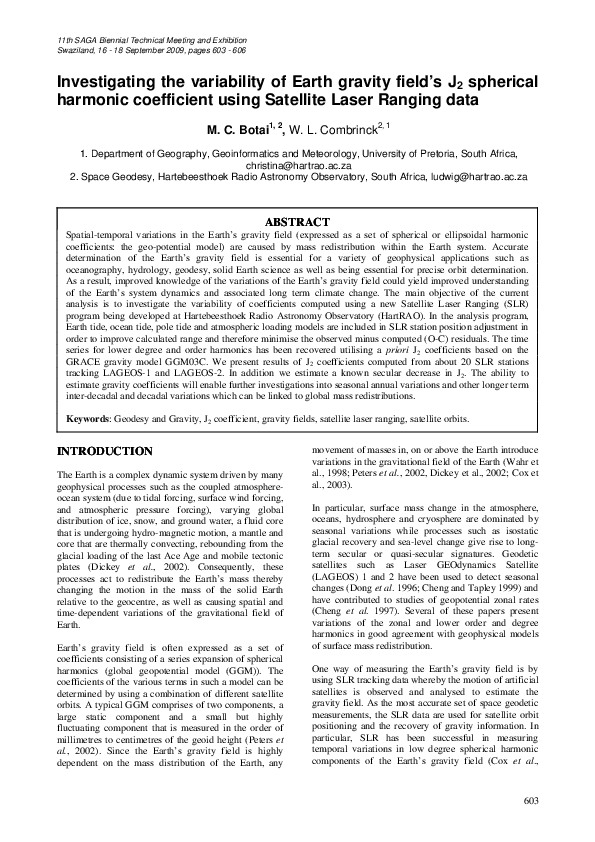 (PDF) Investigating the variability of Earth gravity field's J2 spherical harmonic coefficient ...