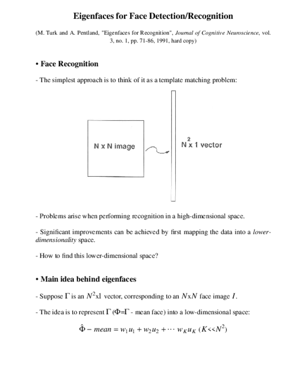 (PDF) Eigenfaces for Face Detection/Recognition