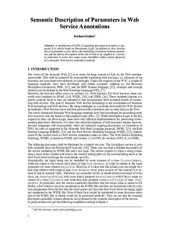 (PDF) Semantic Description of Parameters in Web Service Annotations