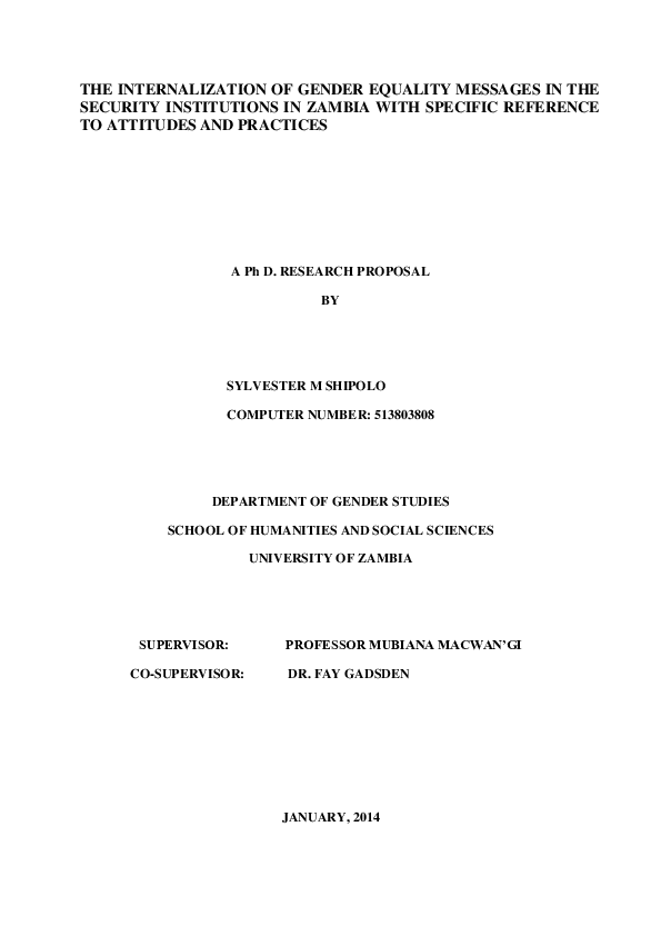 (DOC) Internalisation of the gender equality concept in Zambia Police ...