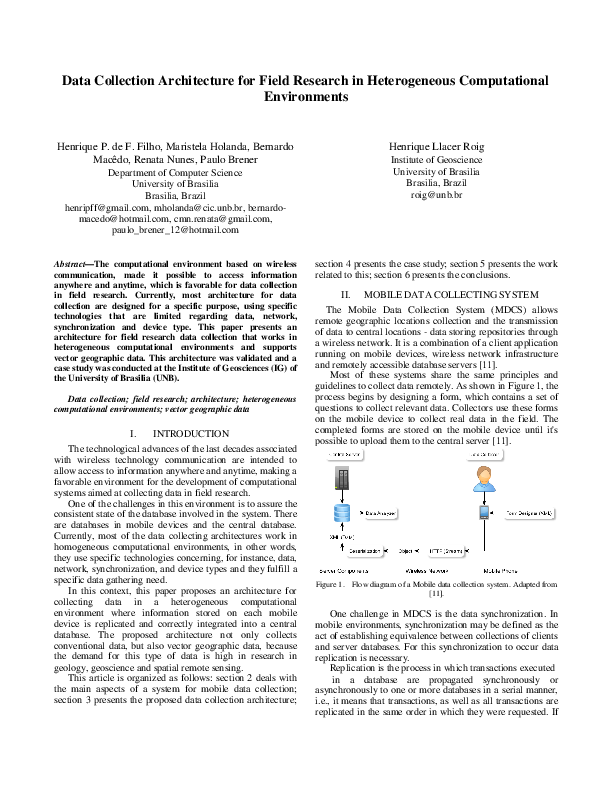 (PDF) Data Collection Architecture for Field Research in Heterogeneous ...