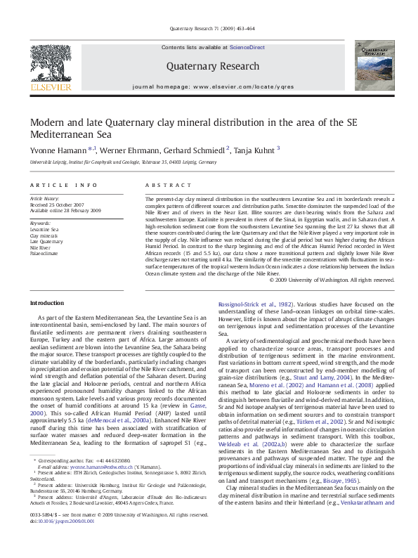 (PDF) Modern and late Quaternary clay mineral distribution in the area ...