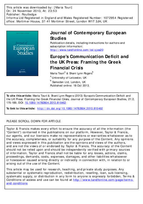 (PDF) Europe’s communication deficit and the UK press: framing the ...