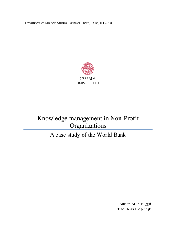 (PDF) Knowledge Management Report of a Non-Profit organizations