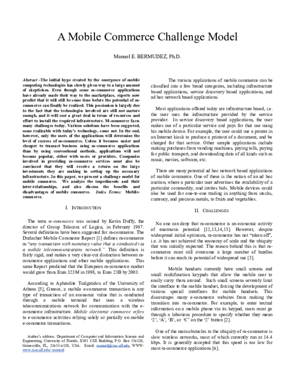 (PDF) A Mobile Commerce Challenge Model