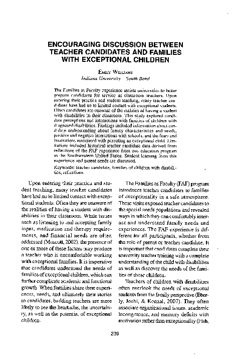 (PDF) Encouraging Discussion Between Teacher Candidates and Families ...
