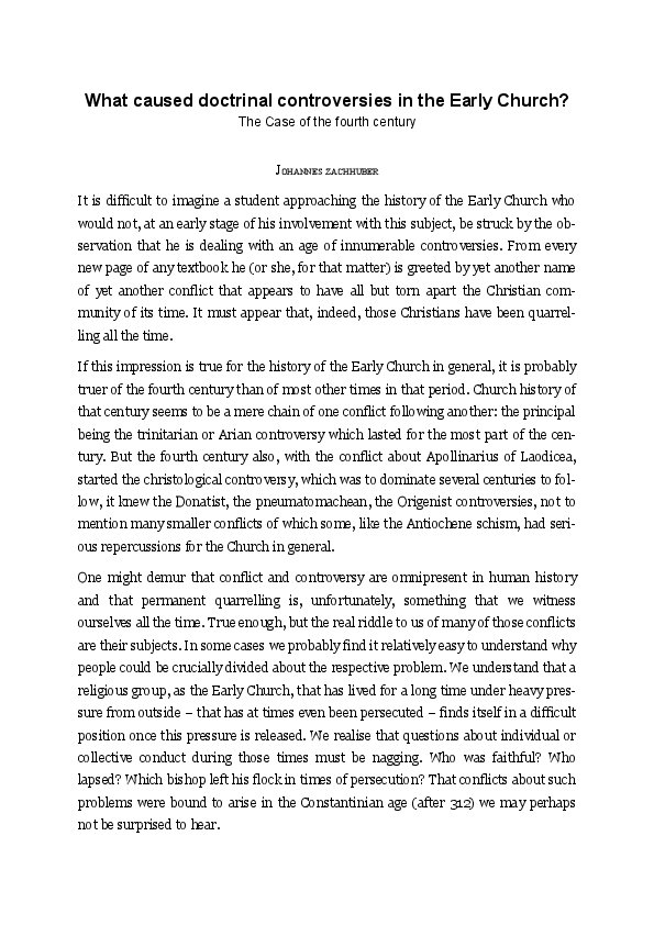 (PDF) What caused doctrinal controversies in the early Church? The case ...