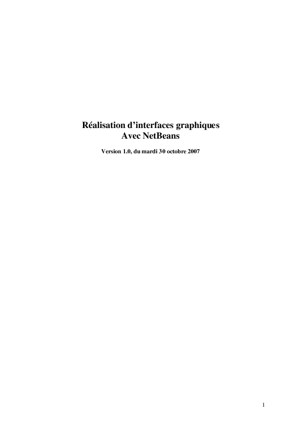 (PDF) Réalisation d'interfaces graphiques Avec NetBeans