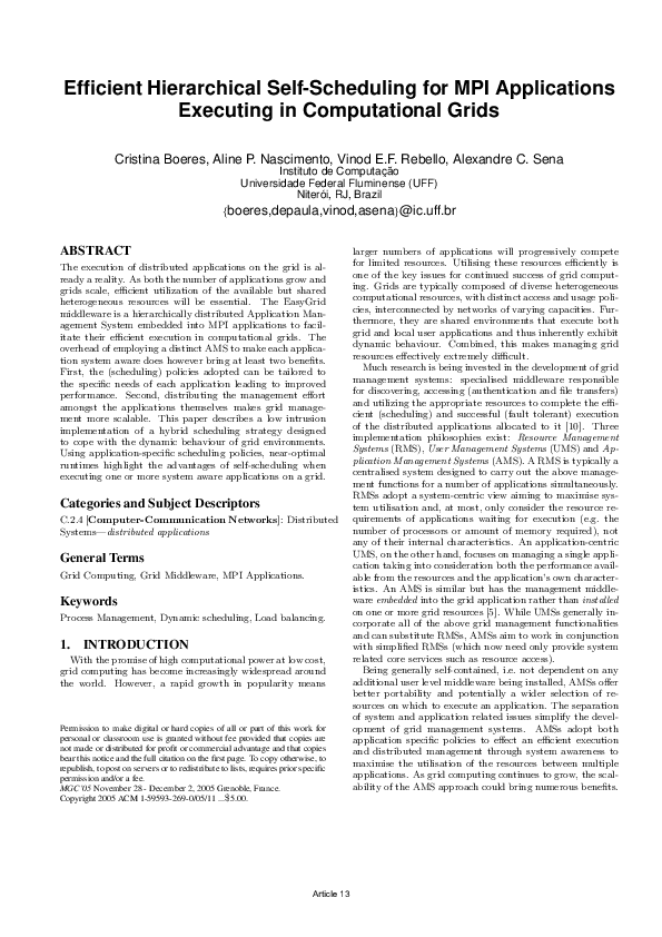 Pdf Efficient Hierarchical Self Scheduling For Mpi Applications Executing In Computational Grids 7374
