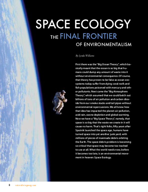 (PDF) Space Ecology The Final Frontier of Environmentalism