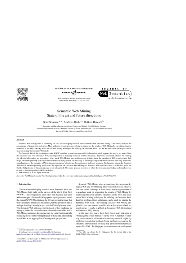 (PDF) Semantic Web Mining: State of the art and future directions | Gerd Stumme - Academia.edu