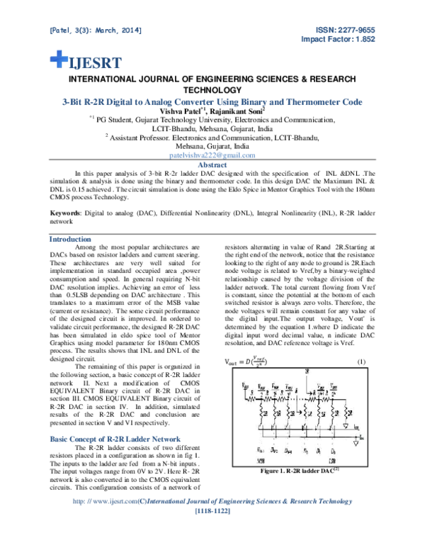 (PDF) 3-Bit R-2R Digital to Analog Converter Using Binary and ...