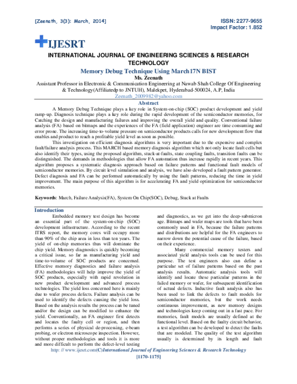 (PDF) Memory Debug Technique Using March17N BIST