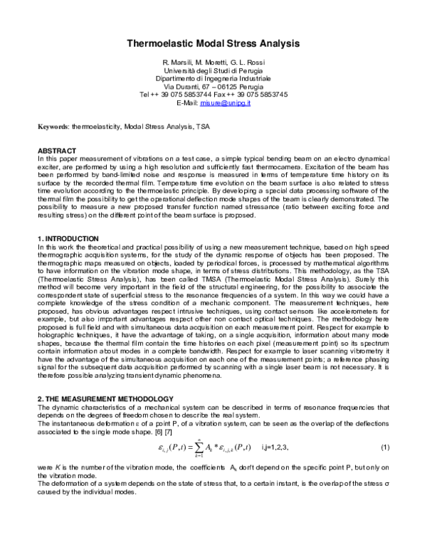 (PDF) Thermoelastic Modal Stress Analysis