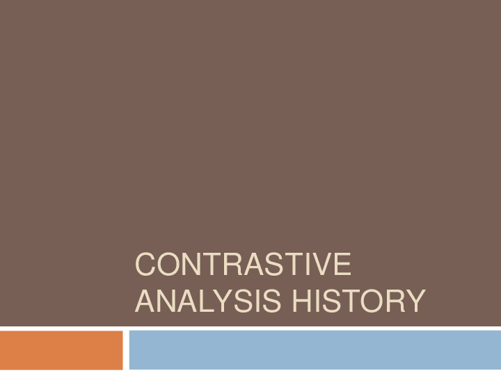 (PPT) Contrastive Analysis history