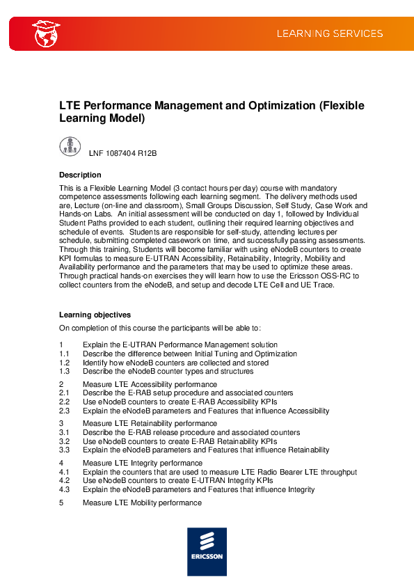 (PDF) LTE Performance Management and Optimization (Flexible Learning Model