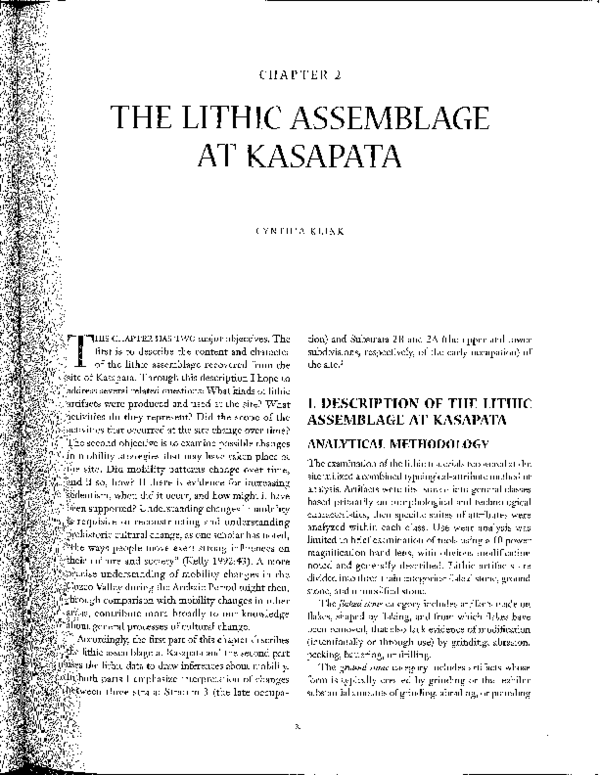 (PDF) The Lithic Assemblage at Kasapata