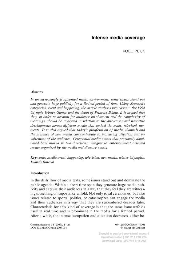 (PDF) Intense media coverage