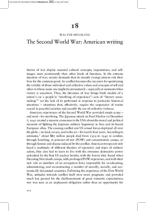 The Second World War: American writing