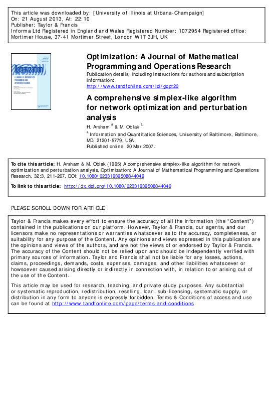 Pdf A Comprehensive Simplex Like Algorithm For Network Optimization