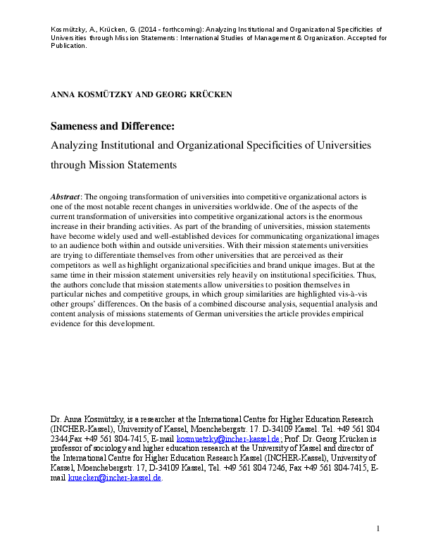(DOC) Sameness and Difference: Analyzing Institutional and ...