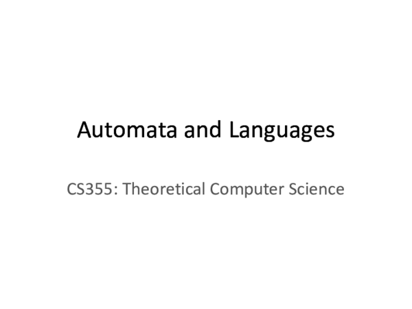 (PDF) Automata and Languages: Theoretical Computer Science