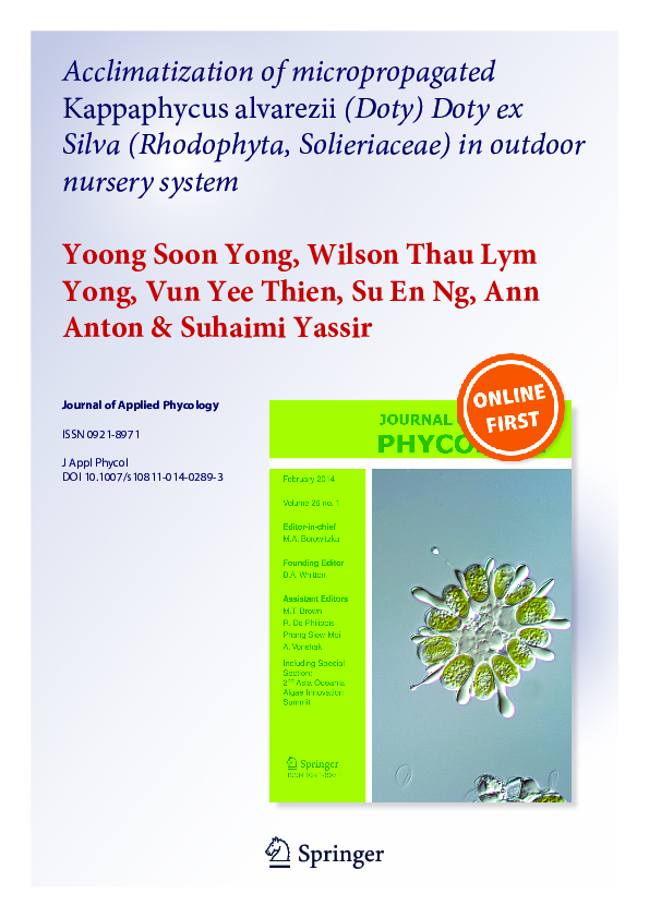 (PDF) Acclimatization of micropropagated Kappaphycus alvarezii (Doty ...