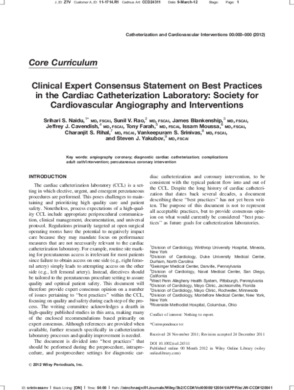 (PDF) Core Curriculum Clinical Expert Consensus Statement on Best ...