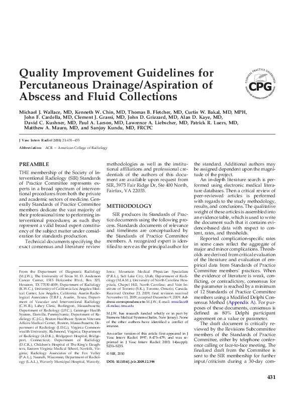(PDF) Quality Improvement Guidelines for Percutaneous Drainage ...