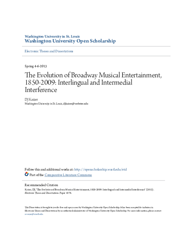 (PDF) Kaiser, D. (2013). The evolution of Broadway musical ...