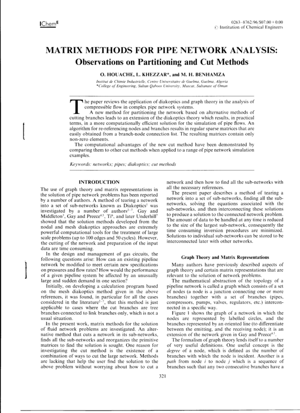 (PDF) Matrix methods for pipe network analysis: Observations on ...