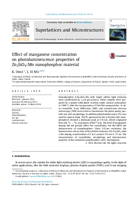 (PDF) Effect of manganese concentration on photoluminescence properties of Zn2SiO4:Mn ...