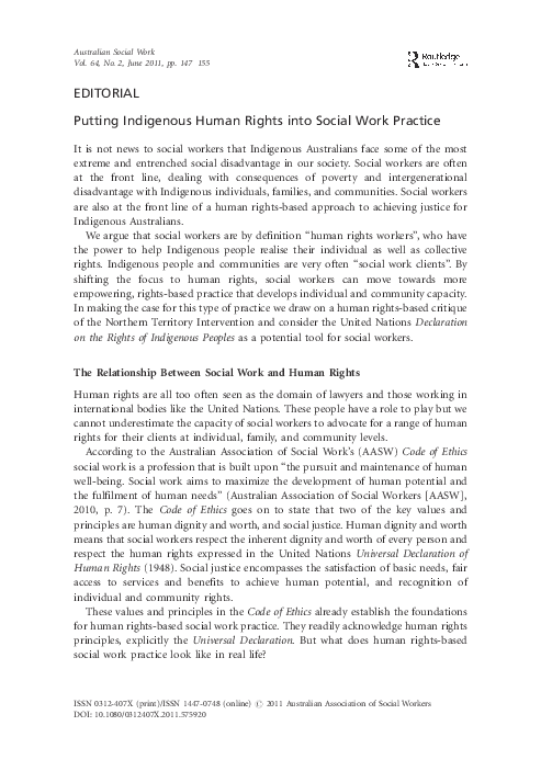 (PDF) EDITORIAL Putting Indigenous Human Rights into Social Work Practice