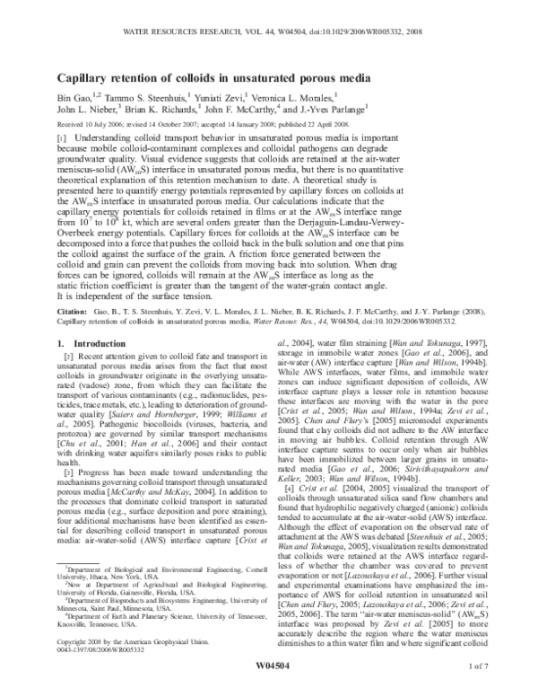 Capillary retention of colloids in unsaturated porous media