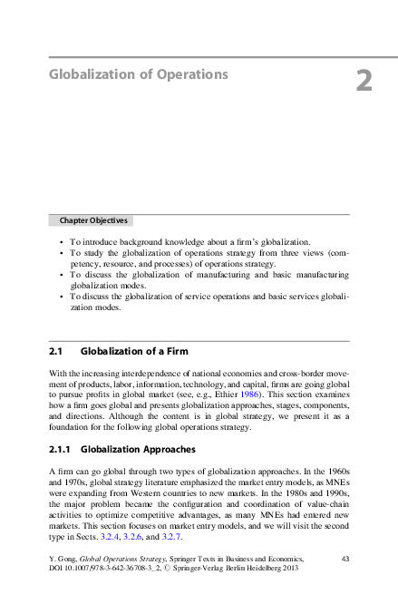 (PDF) Globalization of Operations 2 Chapter Objectives