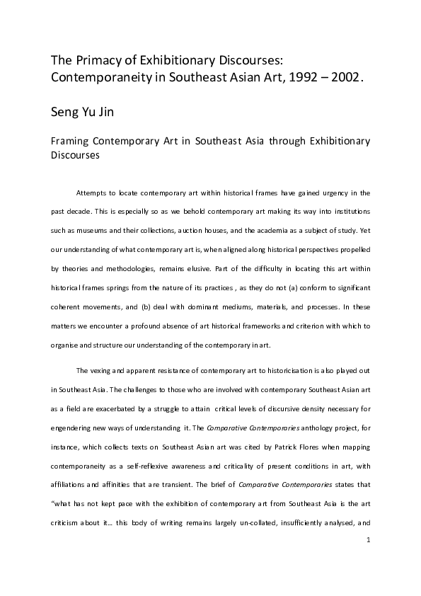 (PDF) The Primacy of Exhibitionary Discourses: Contemporaneity in ...