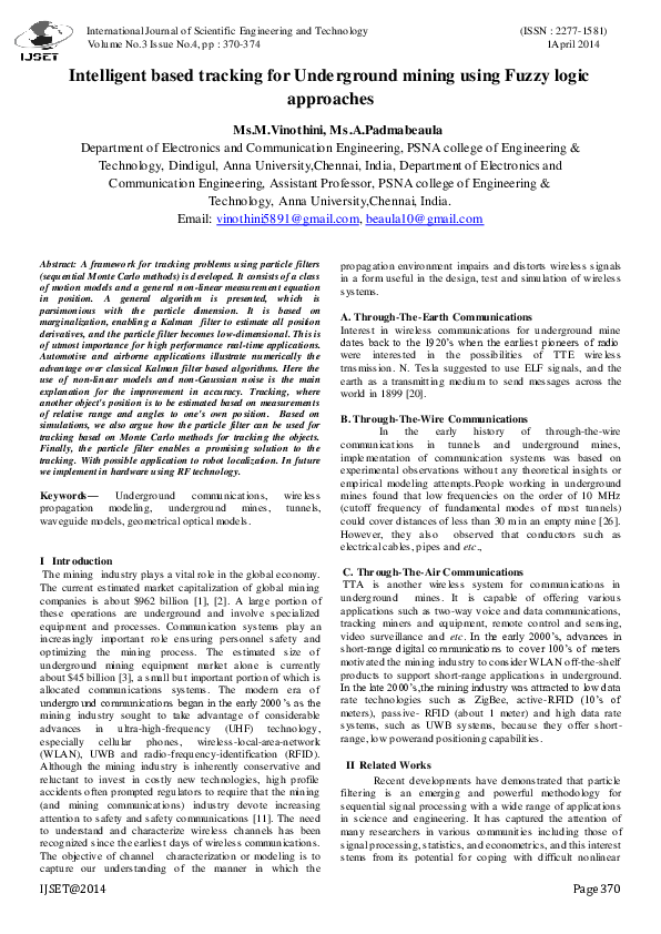 Pdf Intelligent Based Tracking For Underground Mining Using Fuzzy