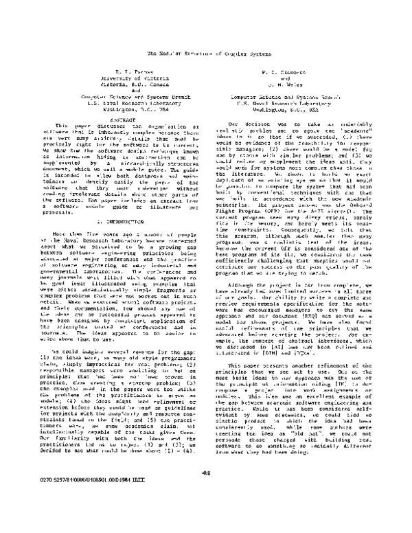 (PDF) The Modular Structure of Complex Systems