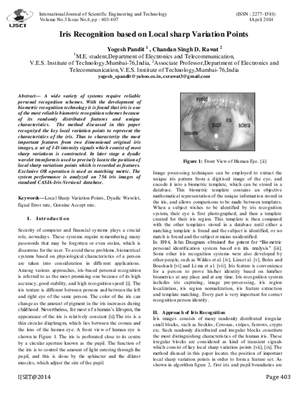 (PDF) Iris Recognition based on Local sharp Variation Points