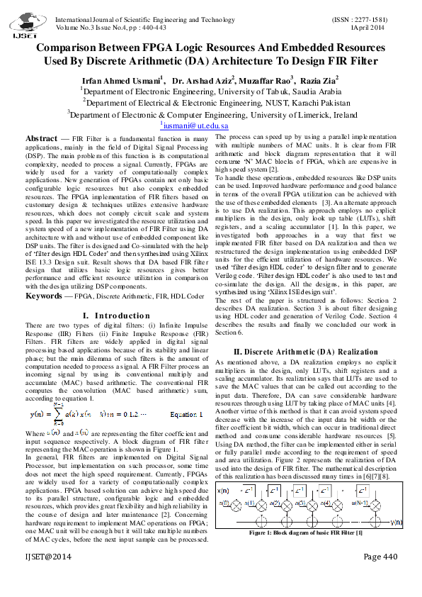 a parallel arithmetic for hardware realization of digital filters