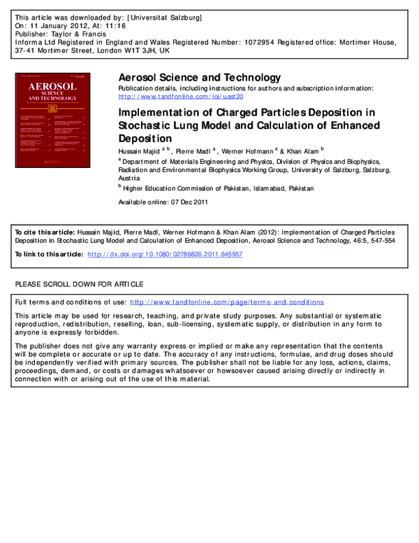 (PDF) Implementation of charged particles deposition in stochastic lung ...