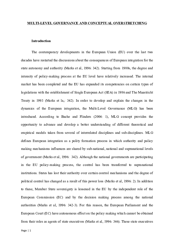 (PDF) The Multi-Level Governance